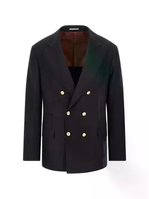 Brunello Cucinelli Double-breasted Virgin Wool Blazer - Blue