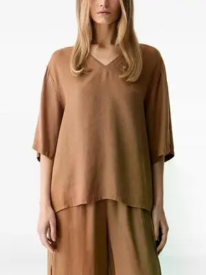 VICOLO V-neck Short-sleeve T-shirt - Brown