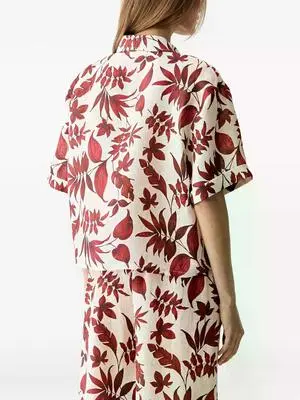VICOLO Leaf-print Short-sleeve Shirt