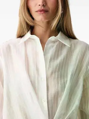 VICOLO Striped Twist-front Blouse