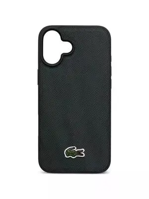 Lacoste Logo-patch Textured Iphone 16 Case - Black