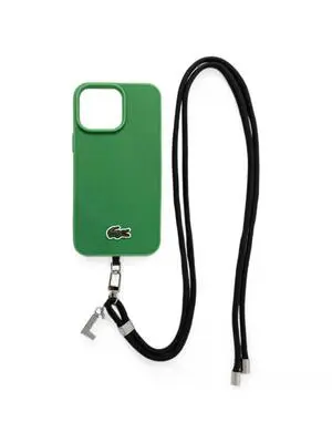 Lacoste Logo-patch Lanyard Iphone 16 Case - Green