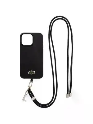 Lacoste Logo-patch Lanyard Iphone 16 Case - Black