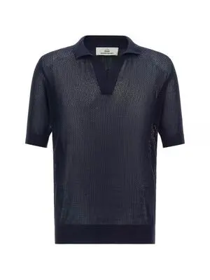 RIVIERA Openwork Cotton Polo Shirt - Blue