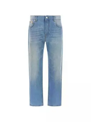 Moschino Logo-patch Straight-leg Jeans - Blue