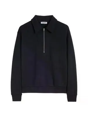 JIL SANDER Monogram Embroidered Polo Collar Sweatshirt