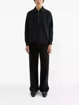 JIL SANDER Monogram Embroidered Polo Collar Sweatshirt