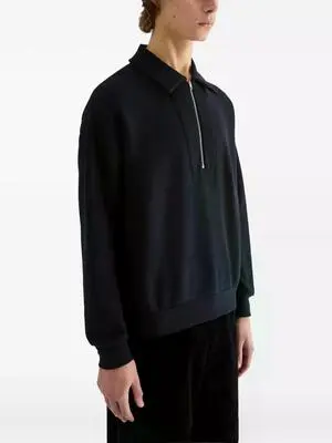 JIL SANDER Monogram Embroidered Polo Collar Sweatshirt