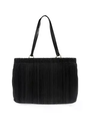 Moschino Pleated Logo Plaque Tote Bag - Black