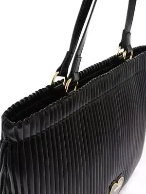 Moschino Pleated Logo Plaque Tote Bag