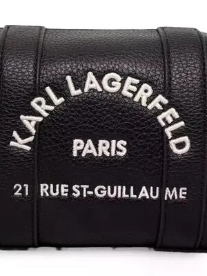 Karl Lagerfeld Grained Texture Embroidered Logo Makeup Bag