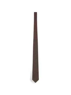 LARDINI Geometric-print Silk Tie - Brown