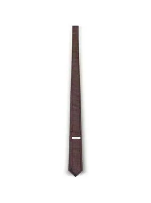 LARDINI Geometric Print Silk Neck Tie - Brown