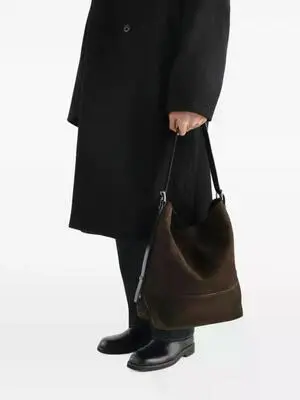 LEMAIRE Belted Alpaca Nubuck Tote Bag - Brown