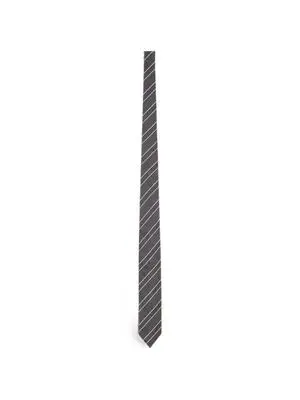 LARDINI Striped Silk Tie - Grey