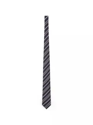 LARDINI Striped Silk Tie - Blue