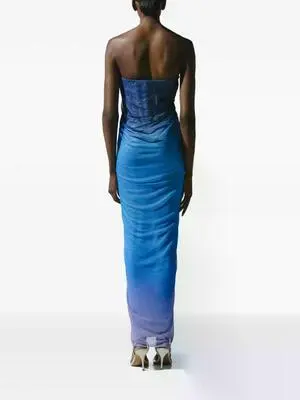 BAOBAB Lena Draped Strapless Maxi Dress - Blue