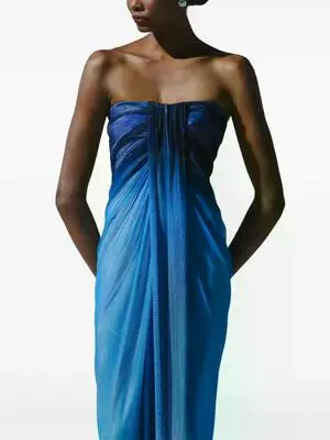BAOBAB Lena Draped Strapless Maxi Dress - Blue