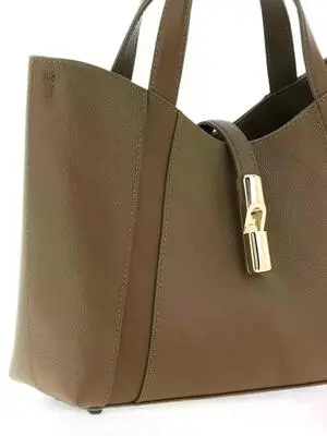 Furla Goccia Grained Leather Tote Bag With Arco Logo Hardware - Neutrals