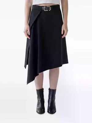 Attico Belted Asymmetric Skirt - Black
