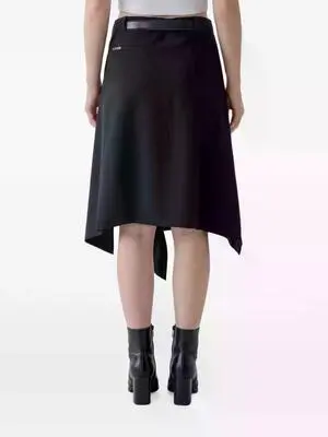 Attico Belted Asymmetric Skirt - Black