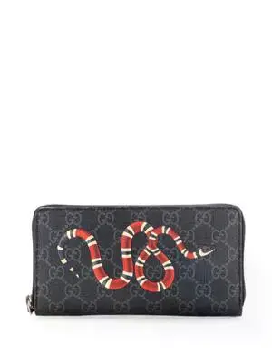Gucci Zip Around Wallet Printed Gg Coated Canvas Small Wallets - Black