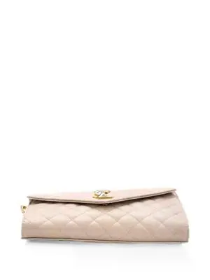 Saint Laurent Classic Monogram Envelope Wristlet Clutch Bag - Neutrals