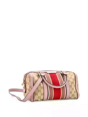 Gucci Vintage Web Boston Bag Gg Canvas Small Satchel - Brown