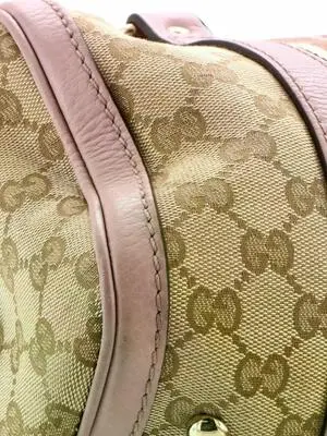 Gucci Vintage Web Boston Bag Gg Canvas Small Satchel - Brown