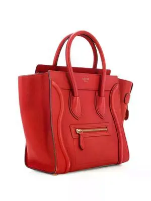 Celine Luggage Bag Grainy Leather Micro Tote Bag - Red