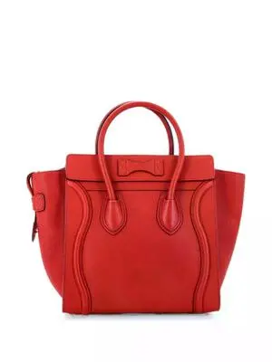 Celine Luggage Bag Grainy Leather Micro Tote Bag - Red