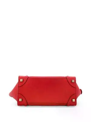 Celine Luggage Bag Grainy Leather Micro Tote Bag - Red