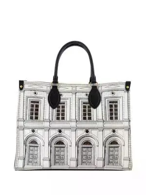 LOUIS VUITTON Onthego Limited Edition Fornasetti Architettura Print Leather And Monogram Canvas Mm Tote Bag - Brown