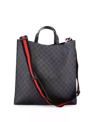 Gucci Convertible Soft Open Gg Coated Canvas Tall Tote Bag - Black