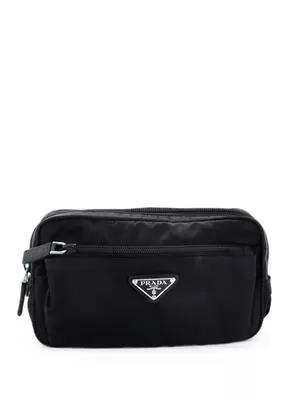 Prada Front Pocket Re-nylon With Saffiano Leather Belt Bag - Black