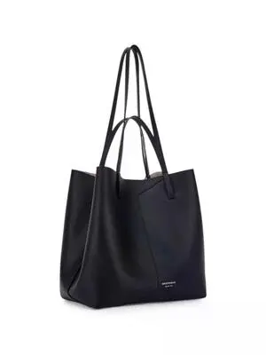Emporio Armani Logo-print Pebbled-leather Tote Bag - Black