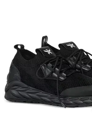 Mcm Logo-patch Knit Sneakers - Black