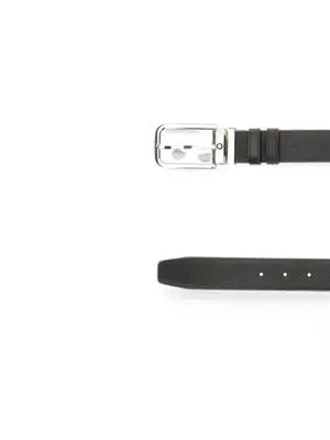 Montblanc Reversible Calf Leather Belt With Silver-tone Buckle