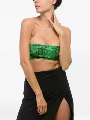 Dsquared2 Python-effect Leather Top - Green