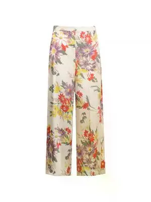 EMME Floral-print Straight-leg Trousers - White