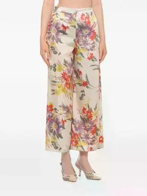 EMME Floral Print Straight-leg Trousers