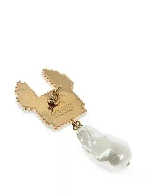 Dsquared2 Dog Motif Baroque Pearl Earring - Gold