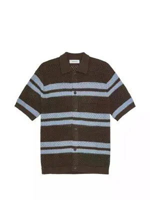 LES DEUX Gianni Striped Knit Shirt - Brown