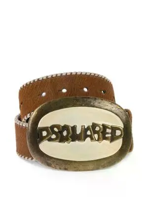 Dsquared2 Logo-buckle Whipstitch-trim Belt - Brown