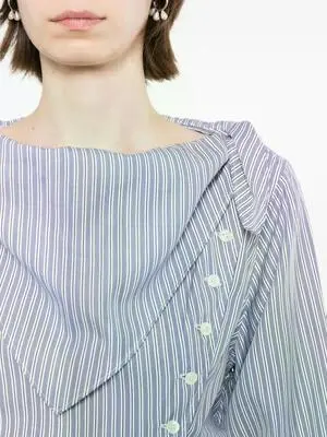 FETICO Striped Scarf-collar Blouse