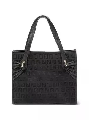 Fendi Zucca Print Leather Trimmed Tote Bag