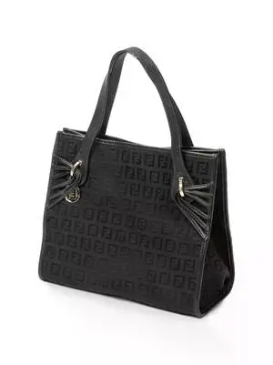 Fendi Zucca Print Leather Trimmed Tote Bag