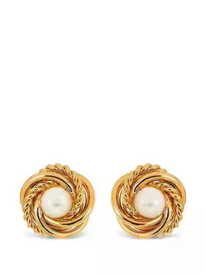 Gas Bijoux Tone Twisted Pearl Earrings - Gold