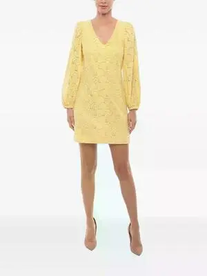 SAMSOE SAMSOE Ana Lace Puff-sleeve Mini Dress - Yellow