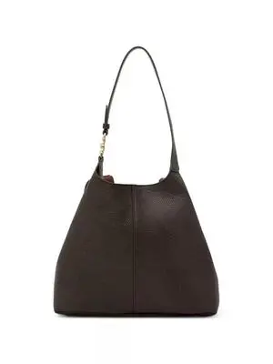 COCCINELLE Grained Leather Tote Bag With Detachable Pouch - Brown